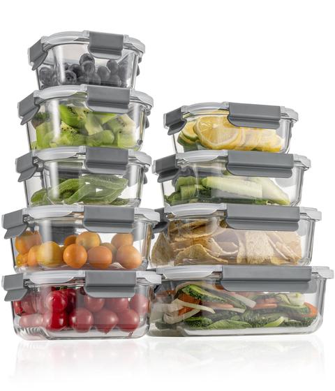 Recipientes de armazenamento de alimentos GC GENICOOK Glass com tampas ...