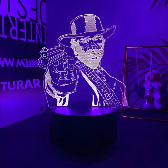 Red Dead Redemption 2 Arthur Morgan 3D Lâmpada Acrílica LED Luz Noturna ...