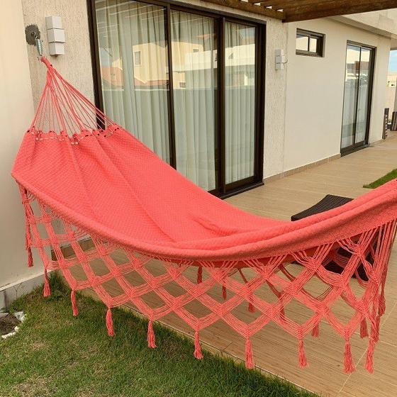 Rede de Dormir e Descansar Casal Algodão Bucho de Boi Rosa Malva ...