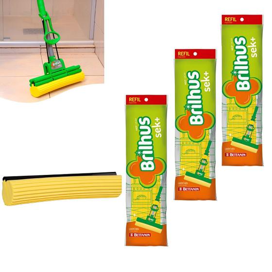 Refil Esponja para Mop Brilhus Sek Sekito Seca Lava Pisos Chão BT2024R ...