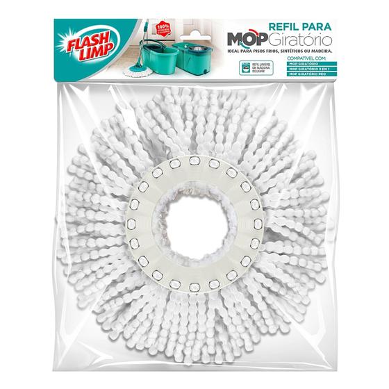 Refil mop 360 giratorio pró grande flash limp 100% em microfibra ...