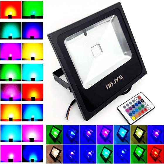 Refletor Colorido Rgb 30w Led Holofote Com Controle Ideal Para Fachadas ...