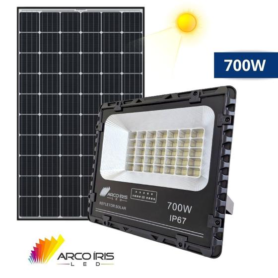 Refletor Holofote Led 700W Placa Solar Auto Recarregável IP67 a Prova D'Água - Arco Iris Led ...