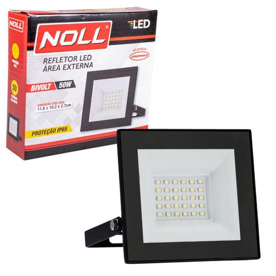 Refletor Holofote Led Slim 50W Prova D'agua Bivolt 6500K Branco Frio - NOLL - Refletor ...