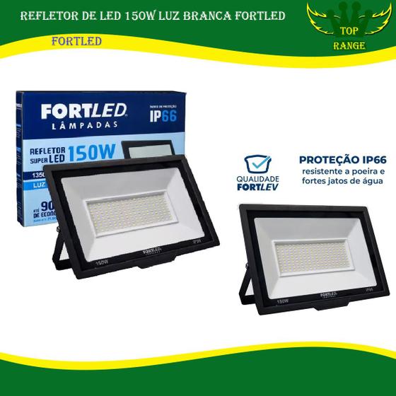 Refletor Led 150w Holofote Bivolt Branco Frio Prova D'Agua Original ...