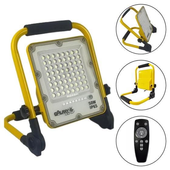 Refletor Led 50w Portátil Recarregável Bivolt Prova D'água IP65 Branco ...