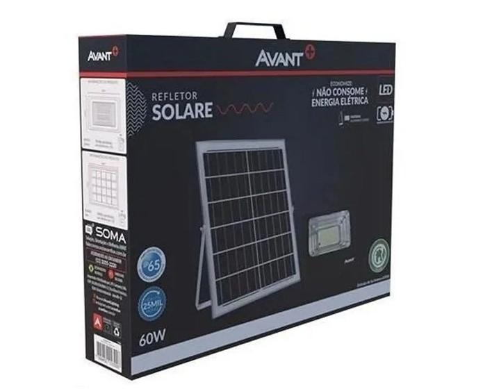 Refletor Led 60w Com Painel Fotovoltaico Solar 6500k Avant - Refletor ...