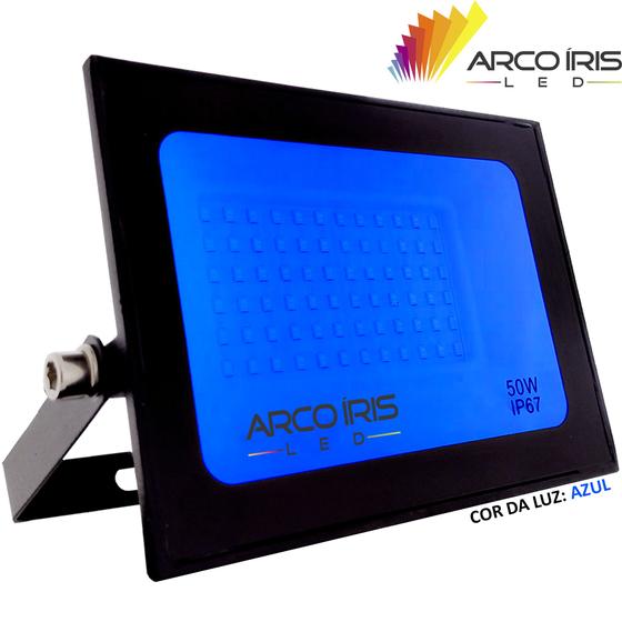 Refletor Led Azul 50W Holofote Decoração Fachada Area Externa - Arco ...