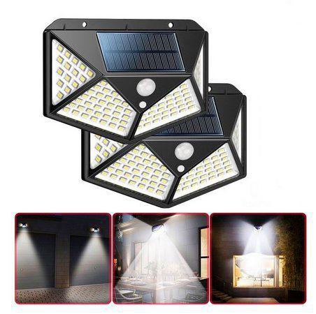 Refletor Luz Externa Luminária 100 Leds Parede Muro Sensor Presença ...