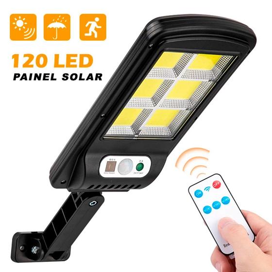 Refletor Solar com Sensor de Presença e Controle Remoto 120 LED Área ...