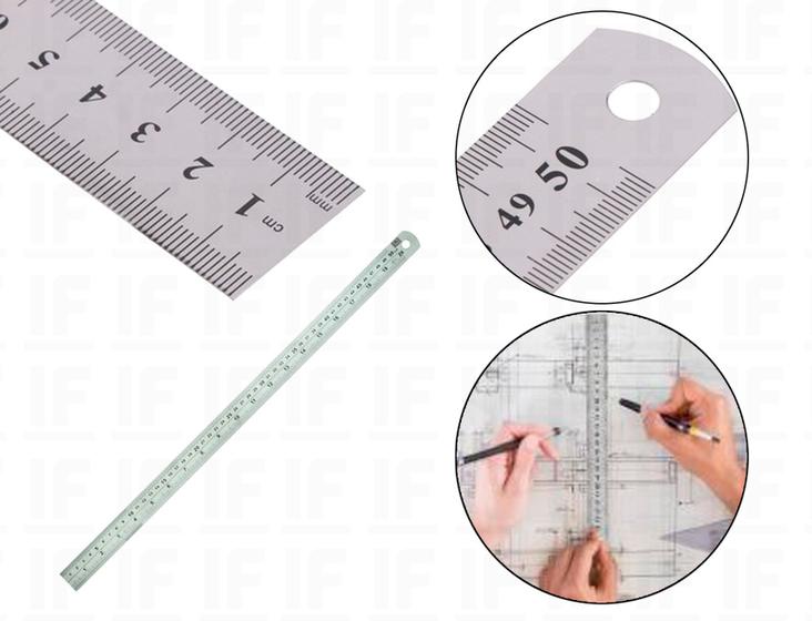 Régua Escala De Aço Inox 500mm Mm Polegadas E Cm Zaas - Escala Métrica ...
