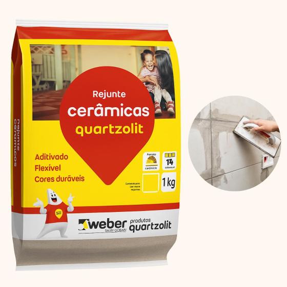 Rejunte Flexível Cerâmica 1kg Piso Parede Quartzolit Cores - Rejunte ...