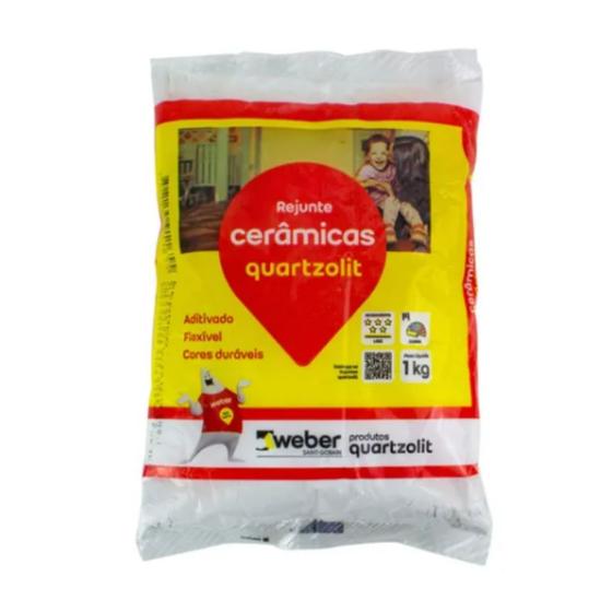 Rejunte Flexível Piso Cerâmica Weber Branco 1Kg Quartzolit - Rejunte ...