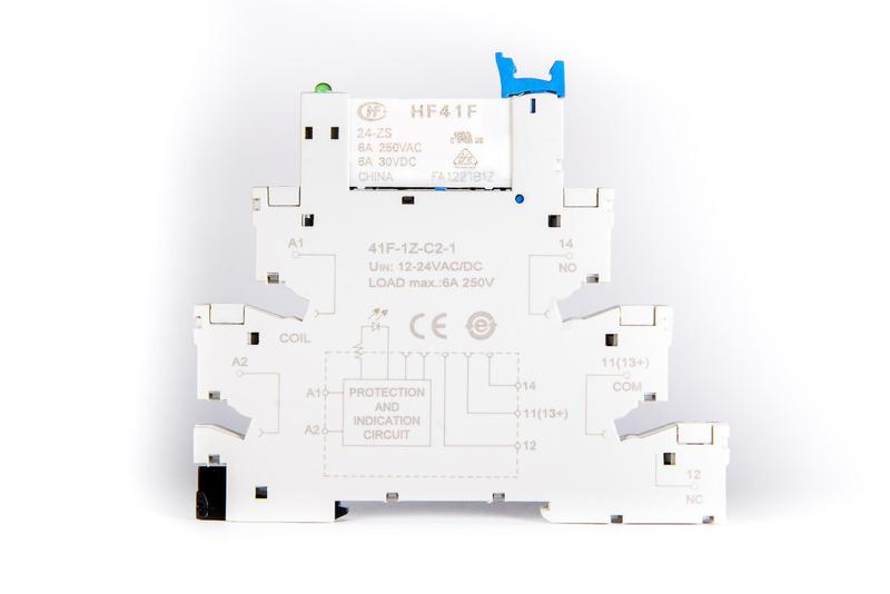 Rele acoplador SLIM HF41F 24Vcc completo BASE+RELE - AOTORO - Relé ...