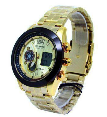Relogio Atlantis G6652 Dourado Bisel Preto sem genero - Relógio ...