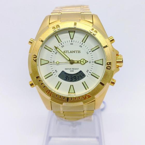 Relógio Atlantis Original A3482 Dourado Resistente a Água - Relógio de Pulso - Magazine Luiza