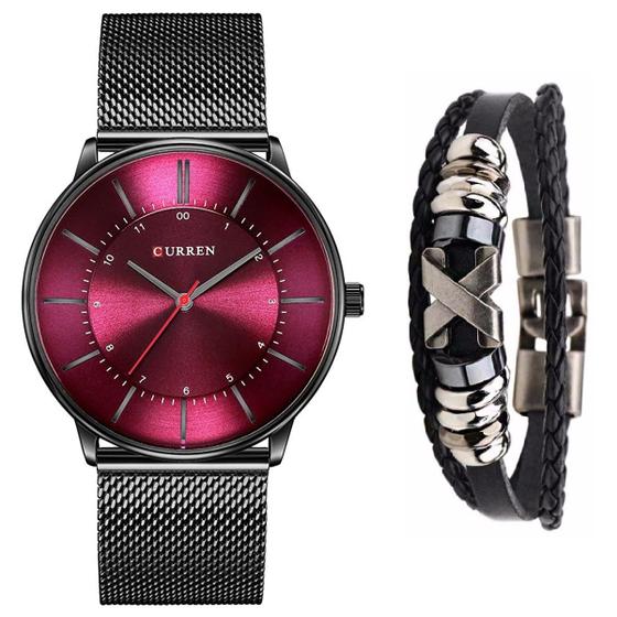 Relógio Curren Masculino Ultra Fino Metálico + Pulseira - Relógio ...