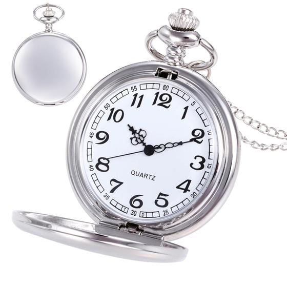Relógio De Bolso Com Corrente Antigo Vintage Prata Liso - Things Nerd ...