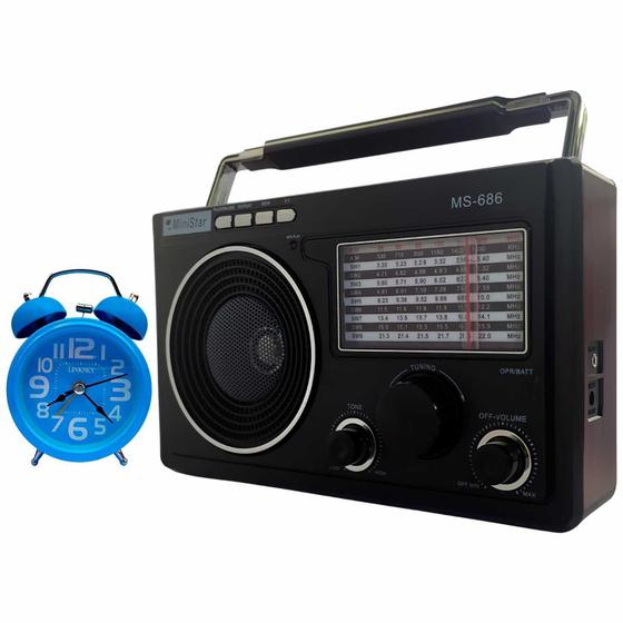 Relógio De Mesa Antigo Despertador Led Retro Metal Rádio Retro Portátil ...