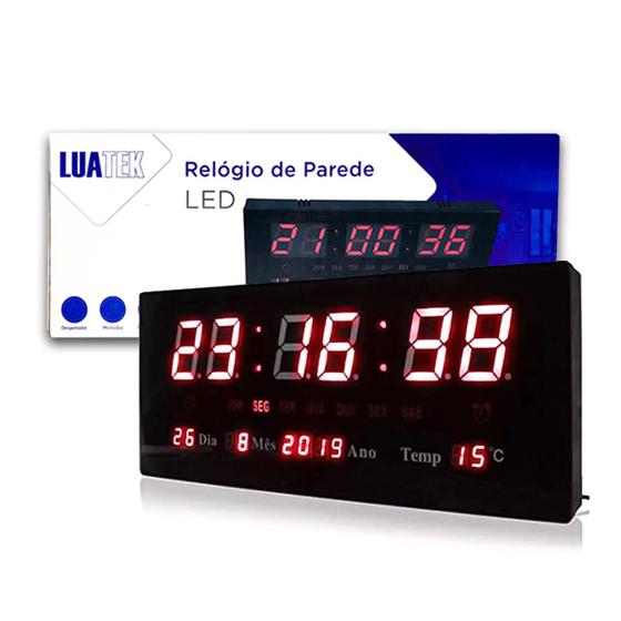 Relógio de Parede Grande Painel Digital LED Bivolt - Luatek - Relógio ...