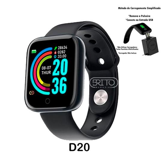 Relogio Digital D20 Pro Adulto e Infantil Bluetooth - Preto - Smart Bracelet - Smartwatch e ...