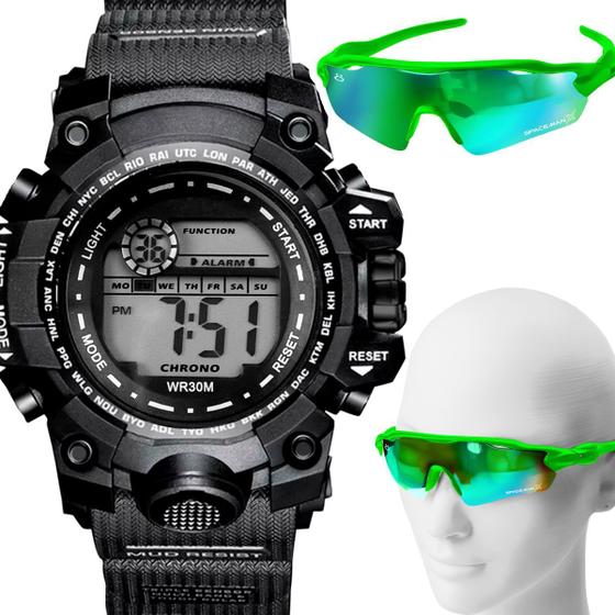 Relogio Digital Masculino Prova + Oculos UV Protecao acetato radar ...