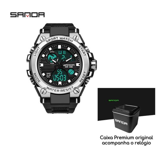 Relógio Esportivo de Pulso Sanda 739 estilo analógico e digital dual ...