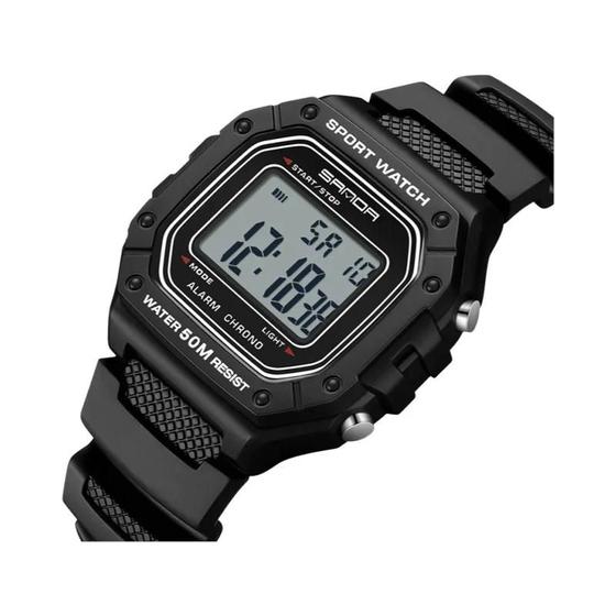 Relógio Esportivo Militar Masculino SANDA 2156 - Mostrador Grande LED ...