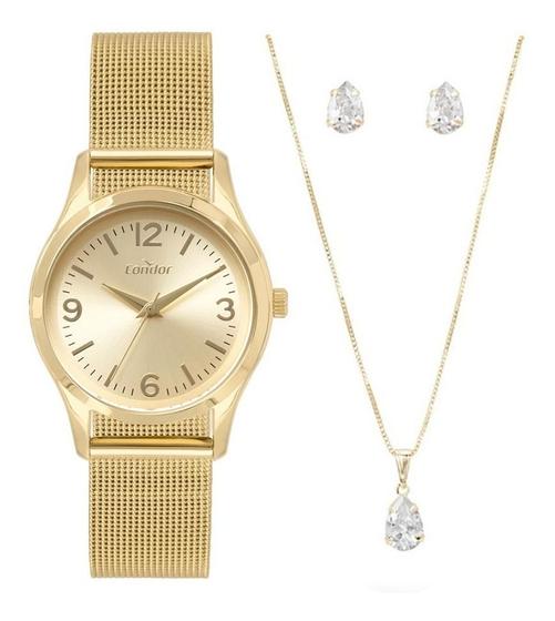 Relógio Feminino Condor Dourado + Kit C Nf E 1 Ano Cor da correia ...