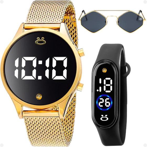 Relogio Feminino Digital + Bracelete Digital + Oculos Sol original ...