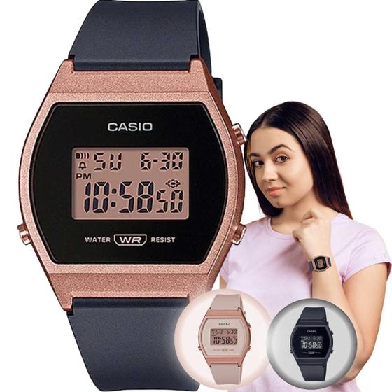 Relógio Feminino Marca Casio Vintage Digital Esportivo Preto Nude Rose ...