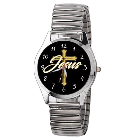 Relógio Feminino Prateado Jesus Cristo Cruz Salvador Deus Cristã ...