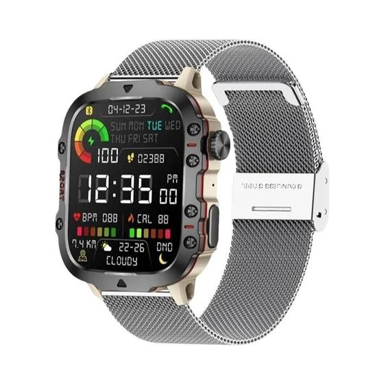 Relógio Inteligente Militar Masculino 2025 IP68 5ATM Fitness Tracker Monitor De Saúde 1,96" BT ...