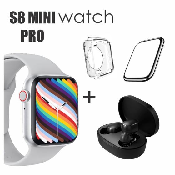 Relógio Inteligente S8 Mini Pro Branco Sport Watch band Metal Shell ...