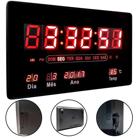 Relógio Led Digital Calendário Termômetro Le-2132 Parede - LELONG ...