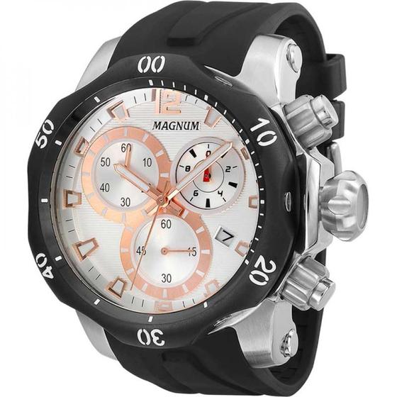 Relógio Magnum Masculino Cronógrafo Prata Rose MA33755S - Relógio ...