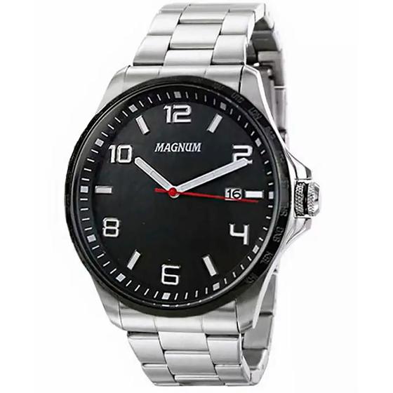 Relógio Magnum Masculino Grande Todo em Aço Prata Ma34450t - Relógio ...