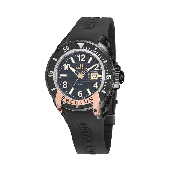 Relógio Masculino Casual Royal Marine Silicone Preto - Seculus ...