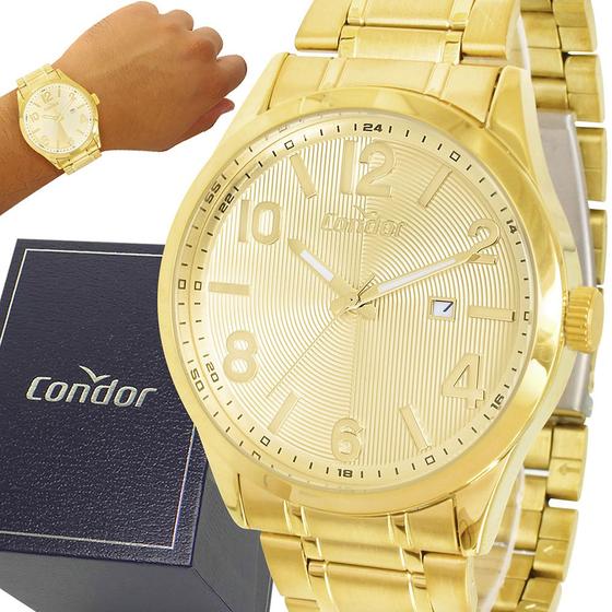 Relógio Masculino Condor Dourado Original Prova Dágua Luxo - Relógio ...