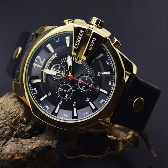 Relógio Masculino Curren 8176 Analógico Aço Inox Pulseira Couro ...