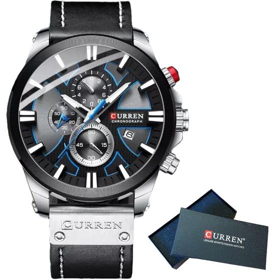 Relógio Masculino Curren 8346 Quartzo Pulseira de Couro - Original Com ...