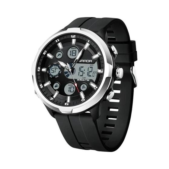 Relógio Masculino De Quartzo Militar Esportivo À Prova D'água 50M Com Display Duplo Relógio De ...