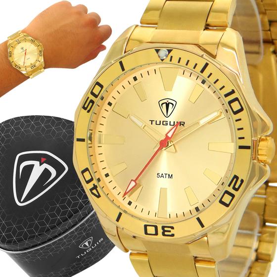 Relógio Masculino Dourado Tuguir Original 1 Ano de Garantia - Relógio ...