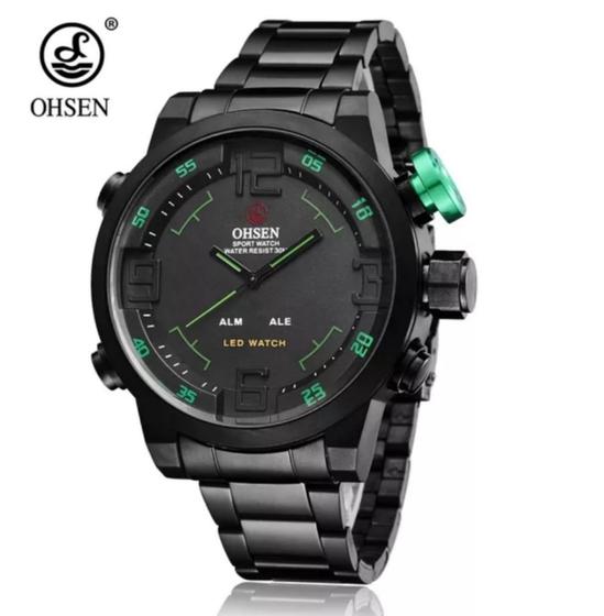 Relógio Masculino Esportivo Ohsen Duplo Mostrador Grande Aço - Relógio ...