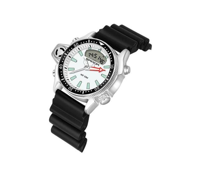 Relógio Masculino Sanda 3008 Branco Analógico E Digital - Relógio ...