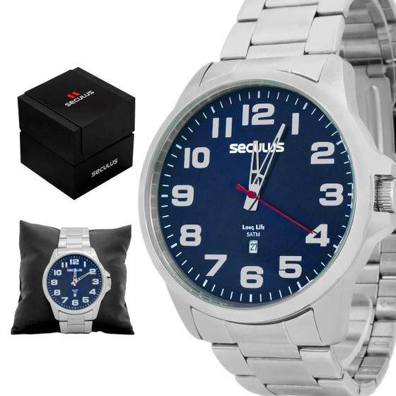 Relogio Masculino Seculus Analogico Aço Inoxidavel Prata Casual Long ...