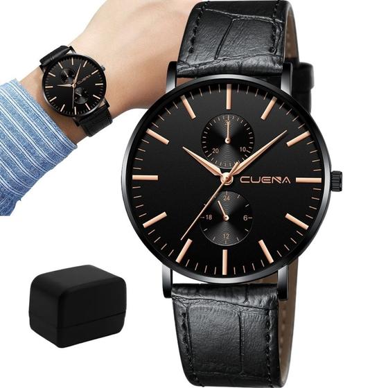 Relógio Masculino Total Black Ultrafino + Caixa - CUENA - Relógio ...