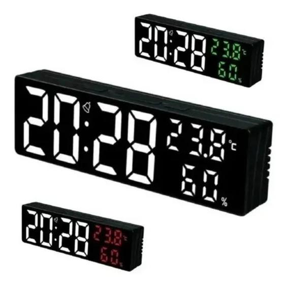 Relógio Mesa E Parede Digital Led Temperatura Alarme Umidade - Led Wall - Relógio / Despertador ...
