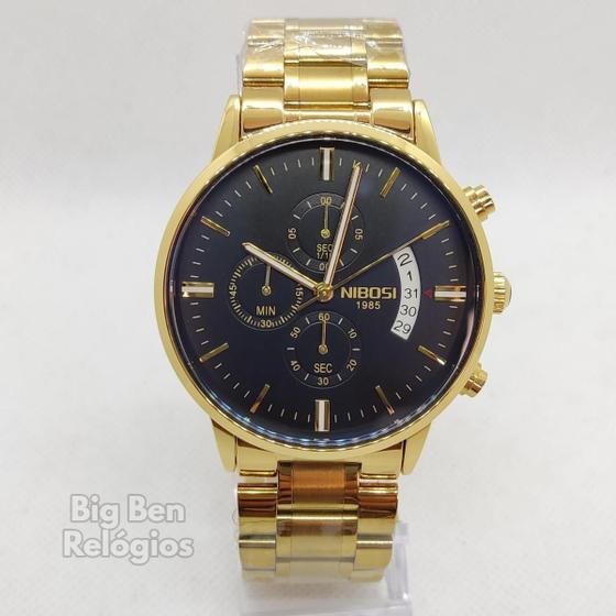 Relógio Nibosi Dourado Super Luxo Blindado com Cronômetro - Relógio ... Relógio Nibosi Dourado Super Luxo Blindado com Cronômetro - Relógio ...