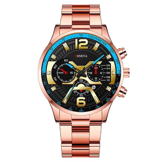 Relógio Original Geneva Rose Aço Masculino Luxo Quartzo - Relógio ...